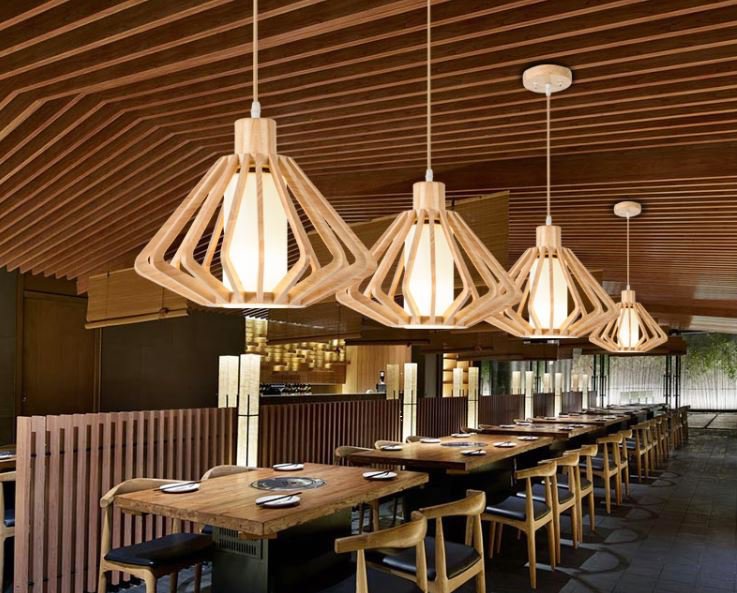Japanese Chandelier Wooden Tatami Lamps Creative Corridor Lights