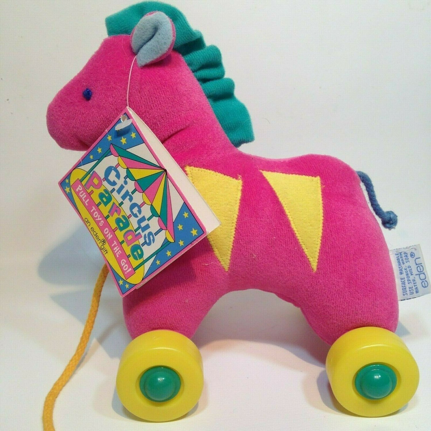 Eden Pink Horse Pony Pull Toy Plush Circus Parade Stuffed Animal 7" TAG