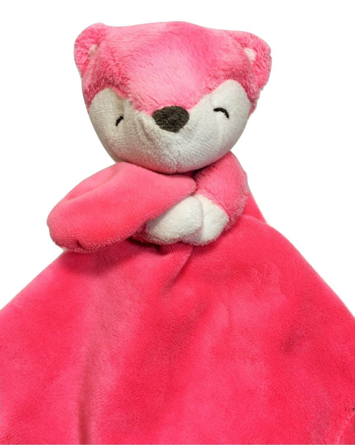 Rare HTF Carters Salmon Pink Fox Rattle Security Blanket Satin Plush ...