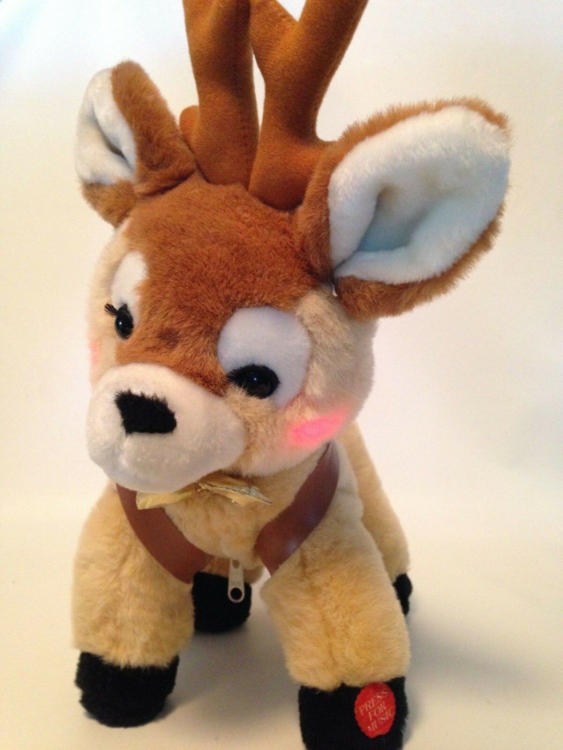 Reindeer Plush Doe Musical Light Up Cheeks Stuffed Holiday Brown Toy 12 ...