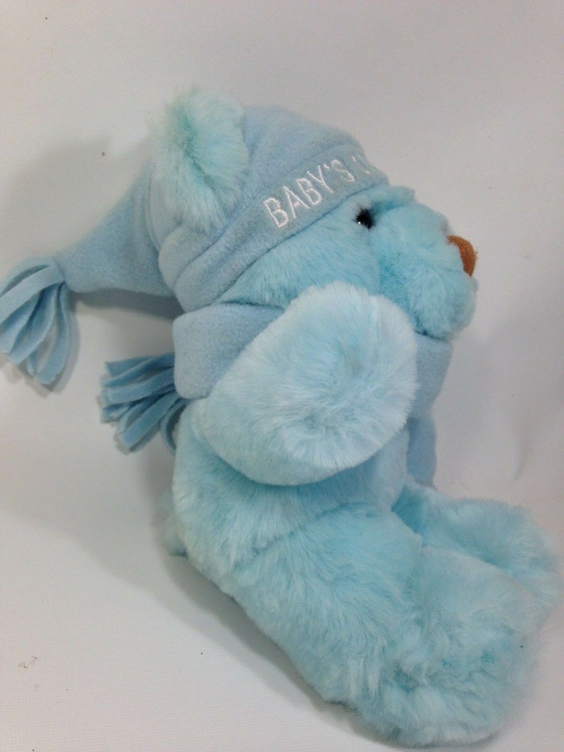 Dakin Blue CUDDLES Teddy Bear Plush Baby's First Christmas with Hat ...