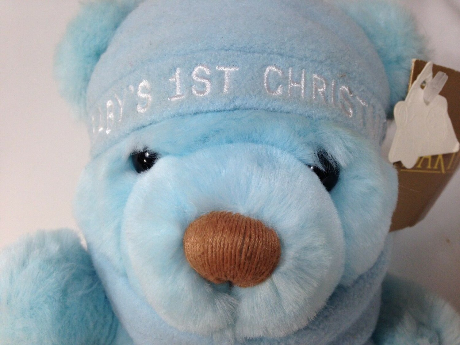 Dakin Blue CUDDLES Teddy Bear Plush Baby's First Christmas with Hat ...