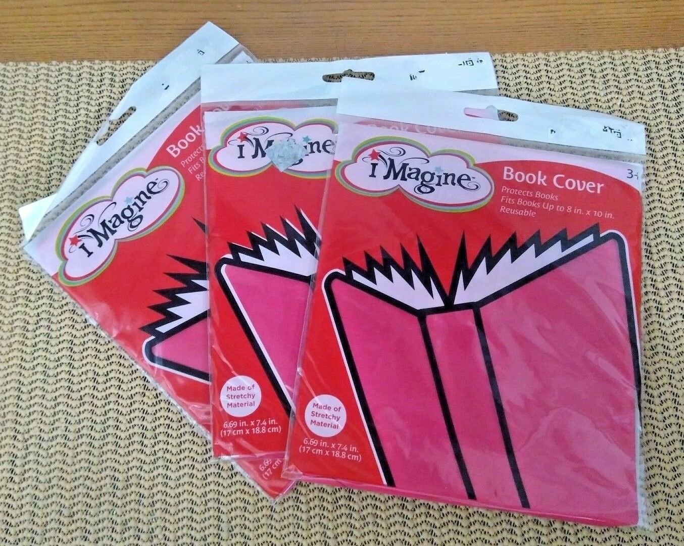 8" x 10" Stretchable Re-Usable Pink School Book Covers by Imagine Lot ...