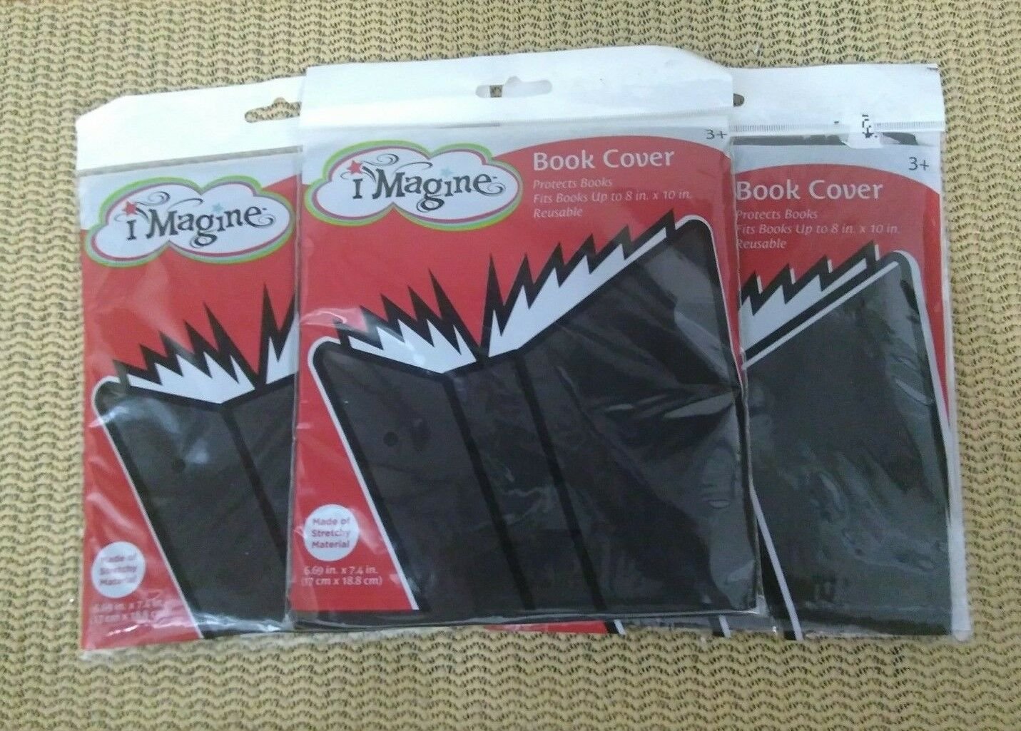 8" x 10" Stretchable Re-Usable Black School Book Covers by Imagine Lot ...