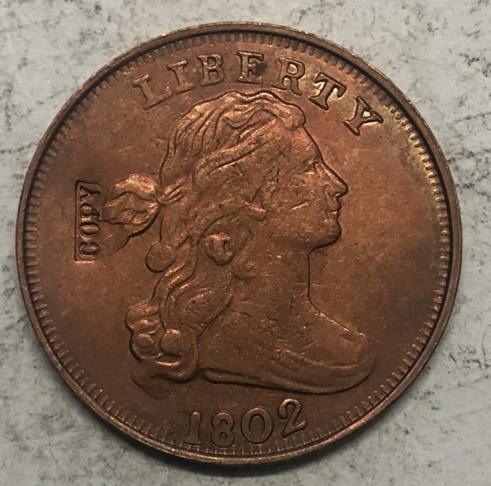 1802 United States Draped Bust Large One Cent Exact Copy Coin