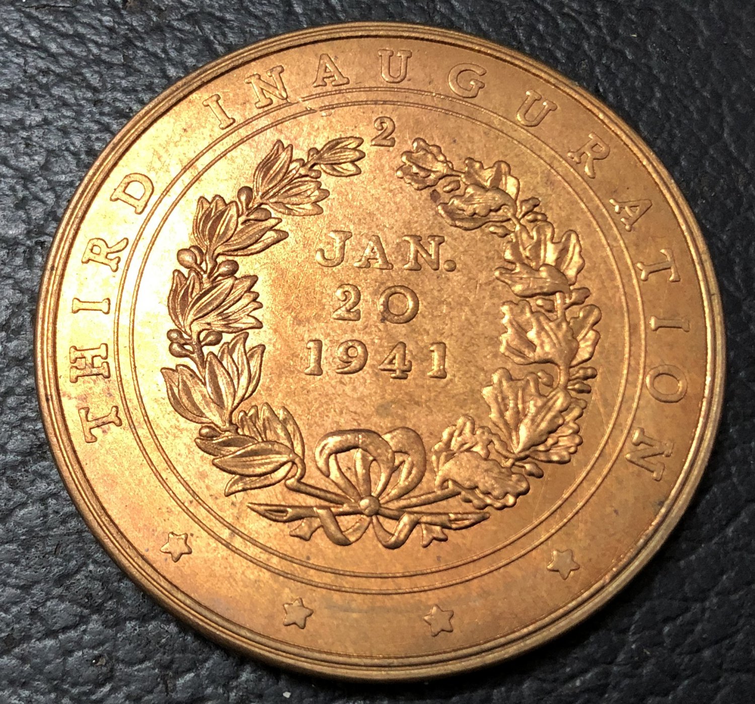 1941 Franklin Roosevelt inaugural medal .Type 2 SCARCE Copy Coin