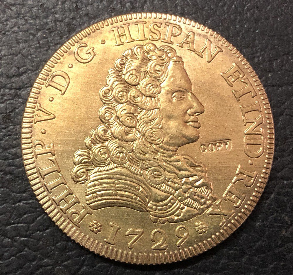 1729 Spain 8 Escudos ''Pelucona'' - Felipe V Gold Copy Coin