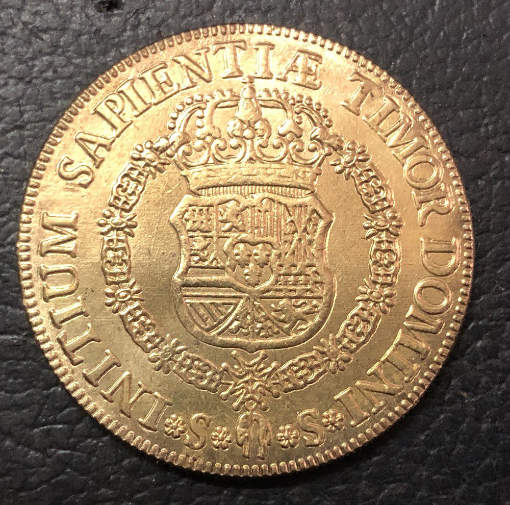 1729 Spain 8 Escudos ''Pelucona'' - Felipe V Gold Copy Coin