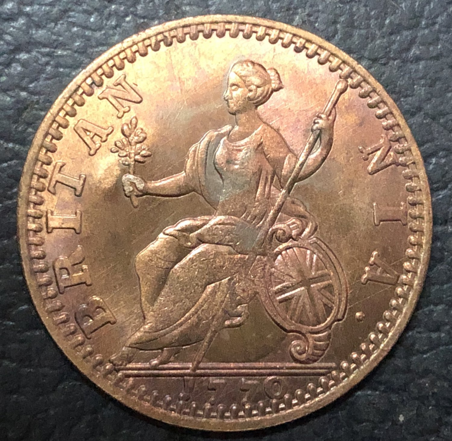 1770 United Kingdom Half Penny - George III Copper Coin