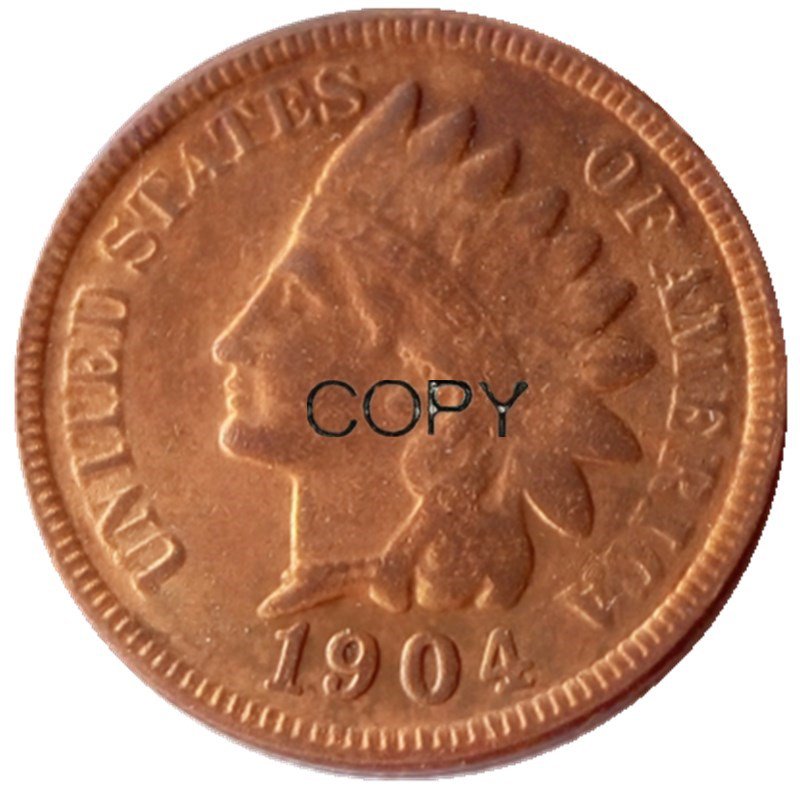 US 1904 Indian Head One Cent Copper Copy Coins