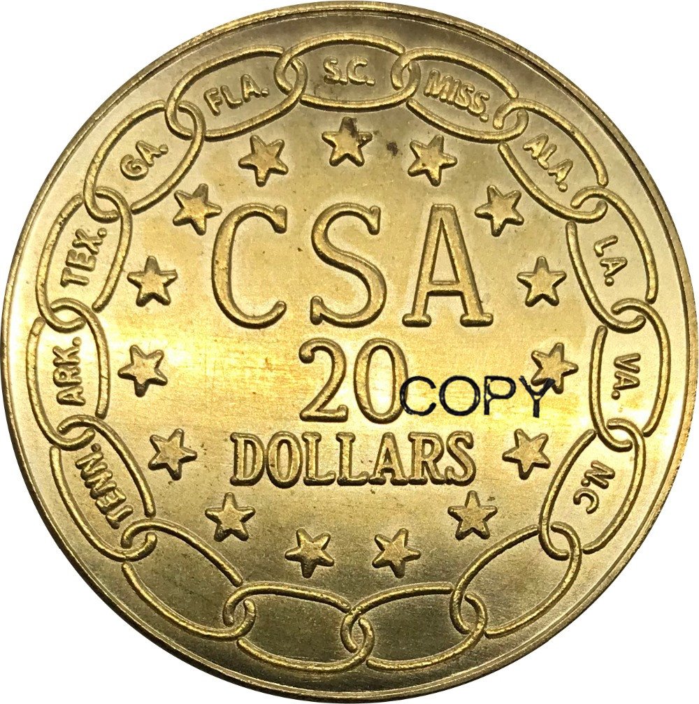 US 1861 Confederate States of America CSA $20 Twenty Dollars Brass Copy ...