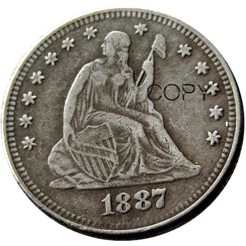 USA 1887 Seated Liberty Quarter Dollars 25 Cent Copy Coin