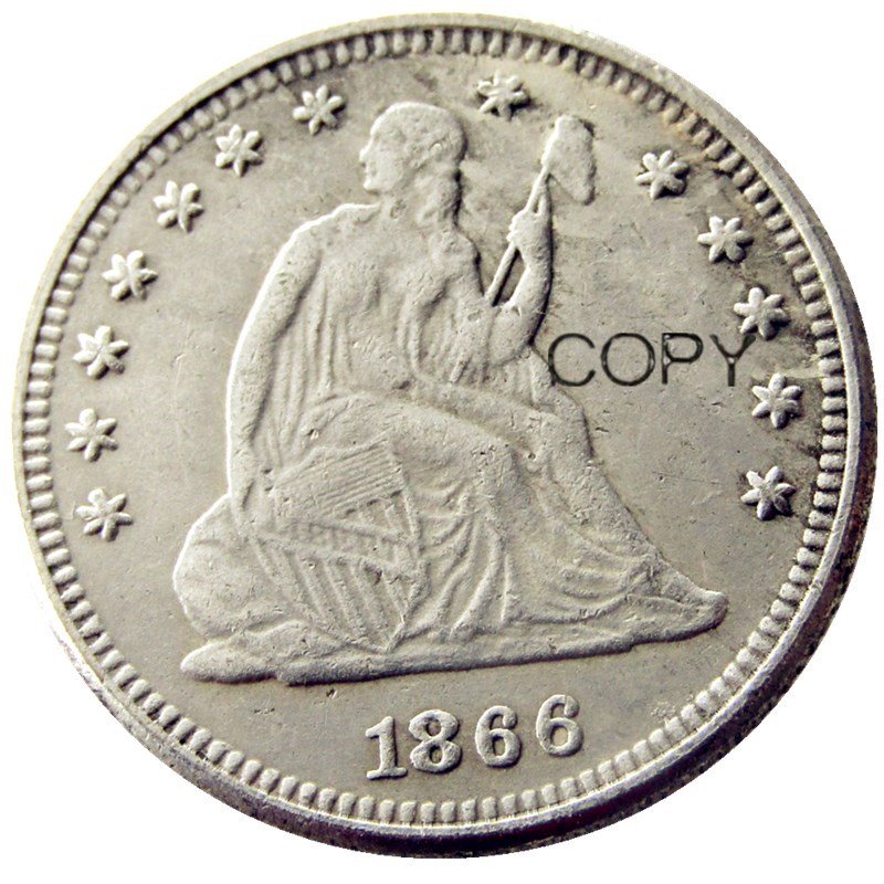 USA 1866 Seated Liberty Quarter Dollars 25 Cent Copy Coin