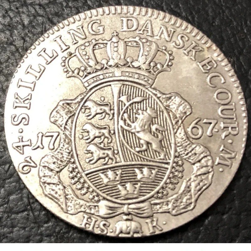 1767 Denmark 24 Skilling Dansk-Frederik VII Silver Plated Copy Coin