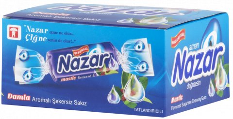 NAZAR TURKISH CHEWING GUM SUGAR FREE 100 PCS FREE P&P