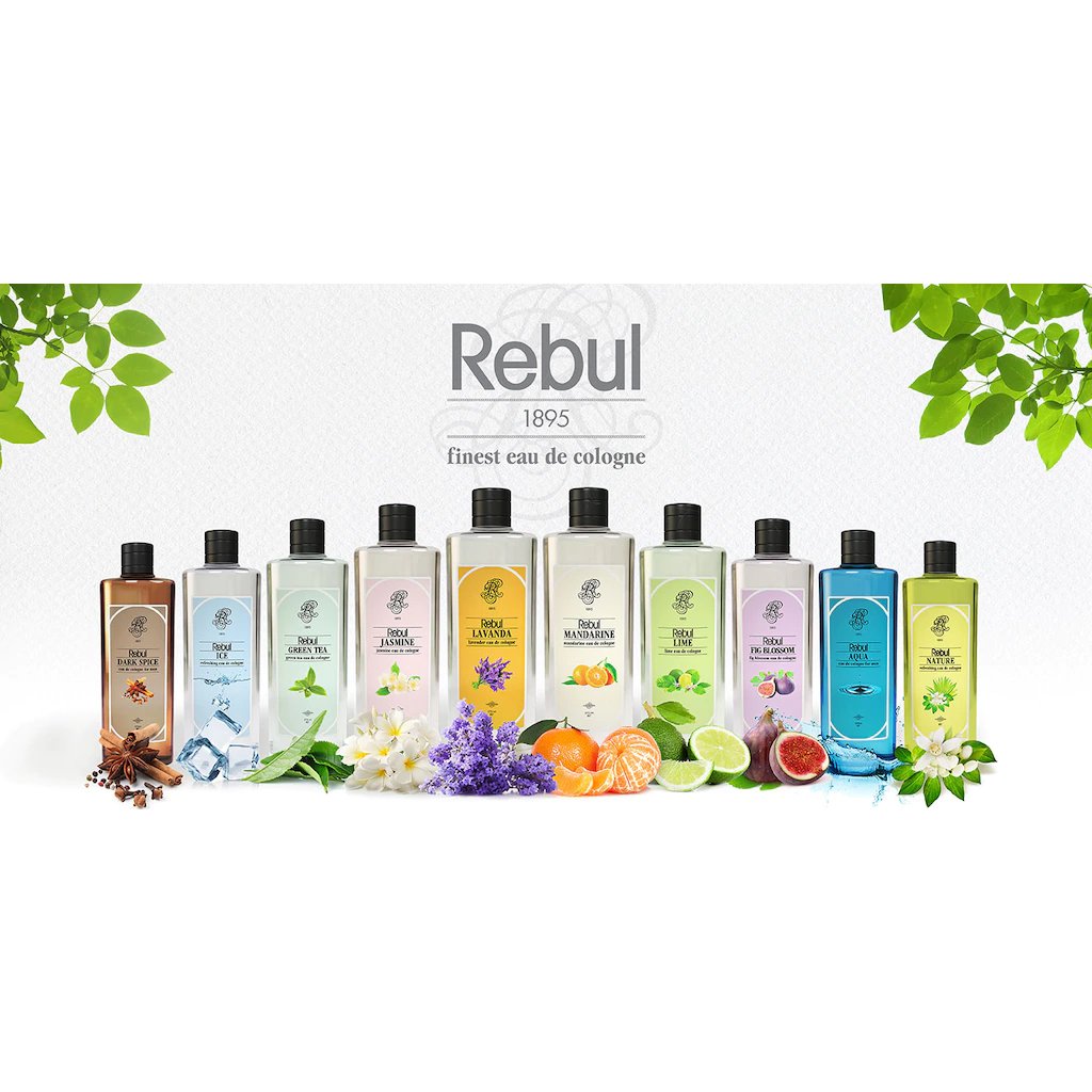 Rebul Turkish Premium Eau De Cologne Aqua 270ml / 9 oz in a glass bottle