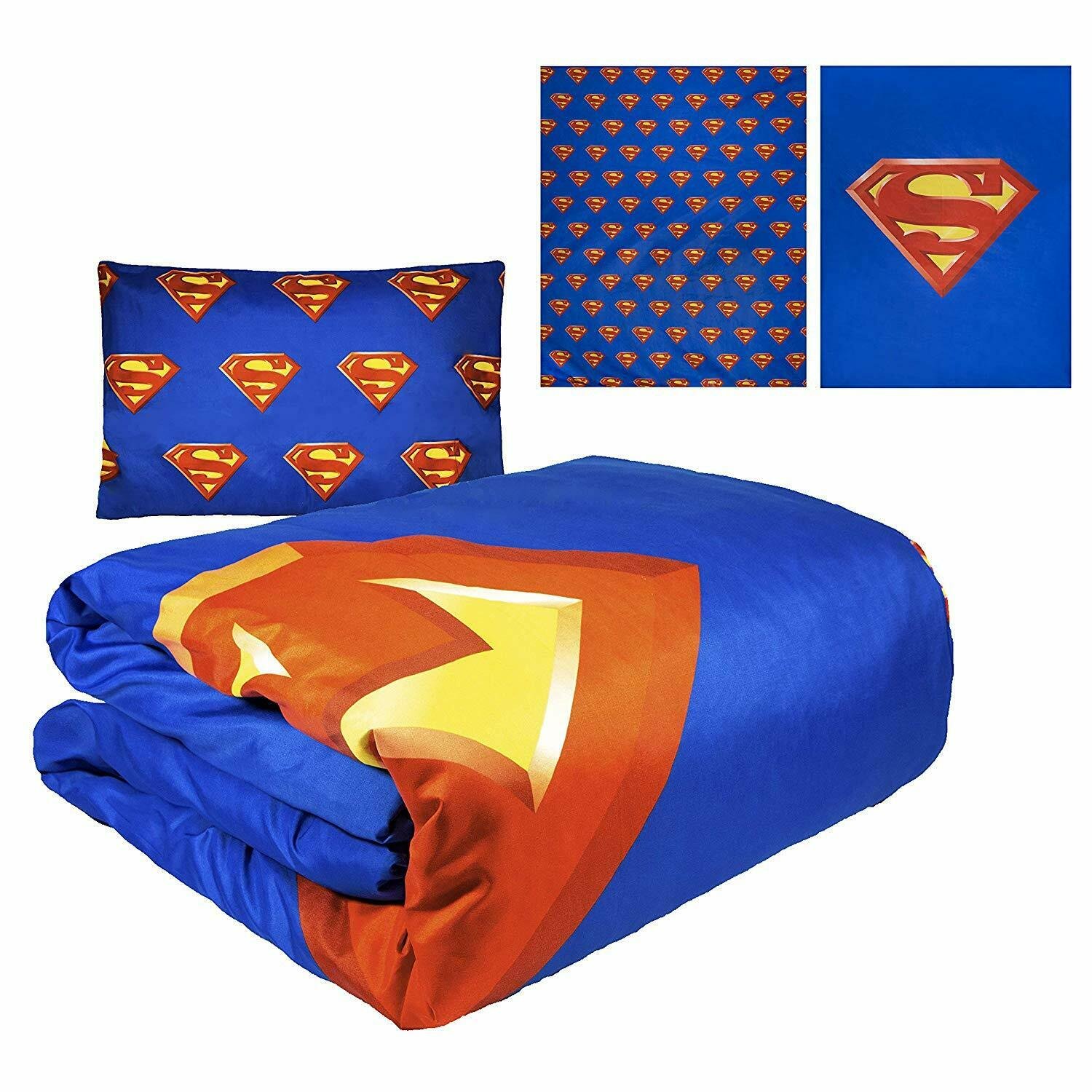 Licensed DC Superman Emblem 2 Piece Reversible Soft Twin Size Comforter Set
