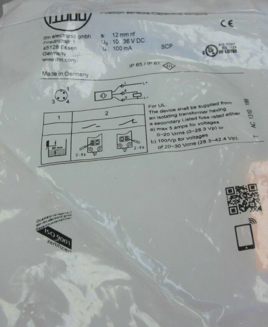 New Factory Sealed IFM EFECTOR KQ6005 capacitive proximity sensor