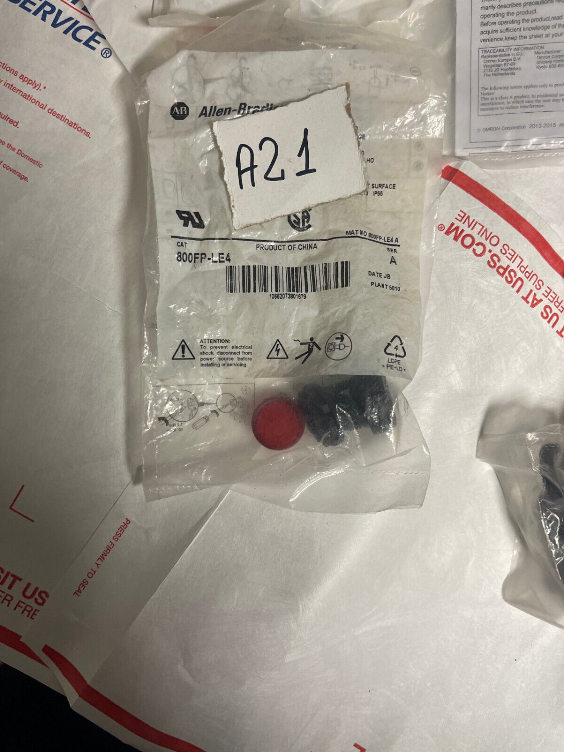 Allen Bradley 800FP-LE4 Illuminated Extended Push Button, pn 800FP-LE4