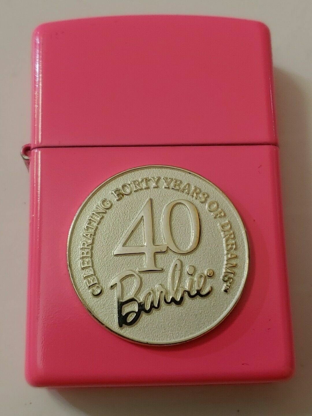 NEON PINK w/ BARBIE 40 Years of Dreams Emblem Zippo Lighter FREE U.S ...