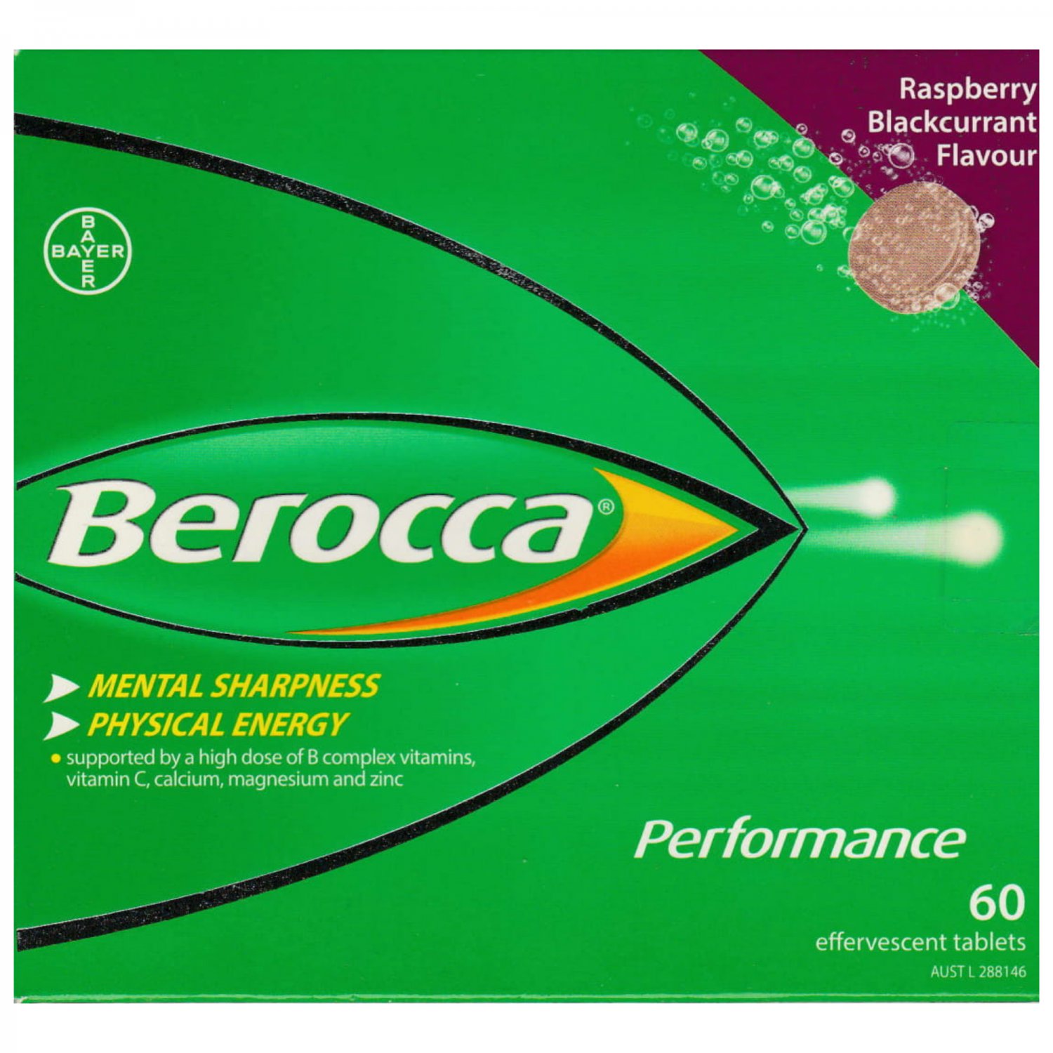 Berocca Performance Effervescent Tablets 60s Raspberry Blackcurrant Flavour