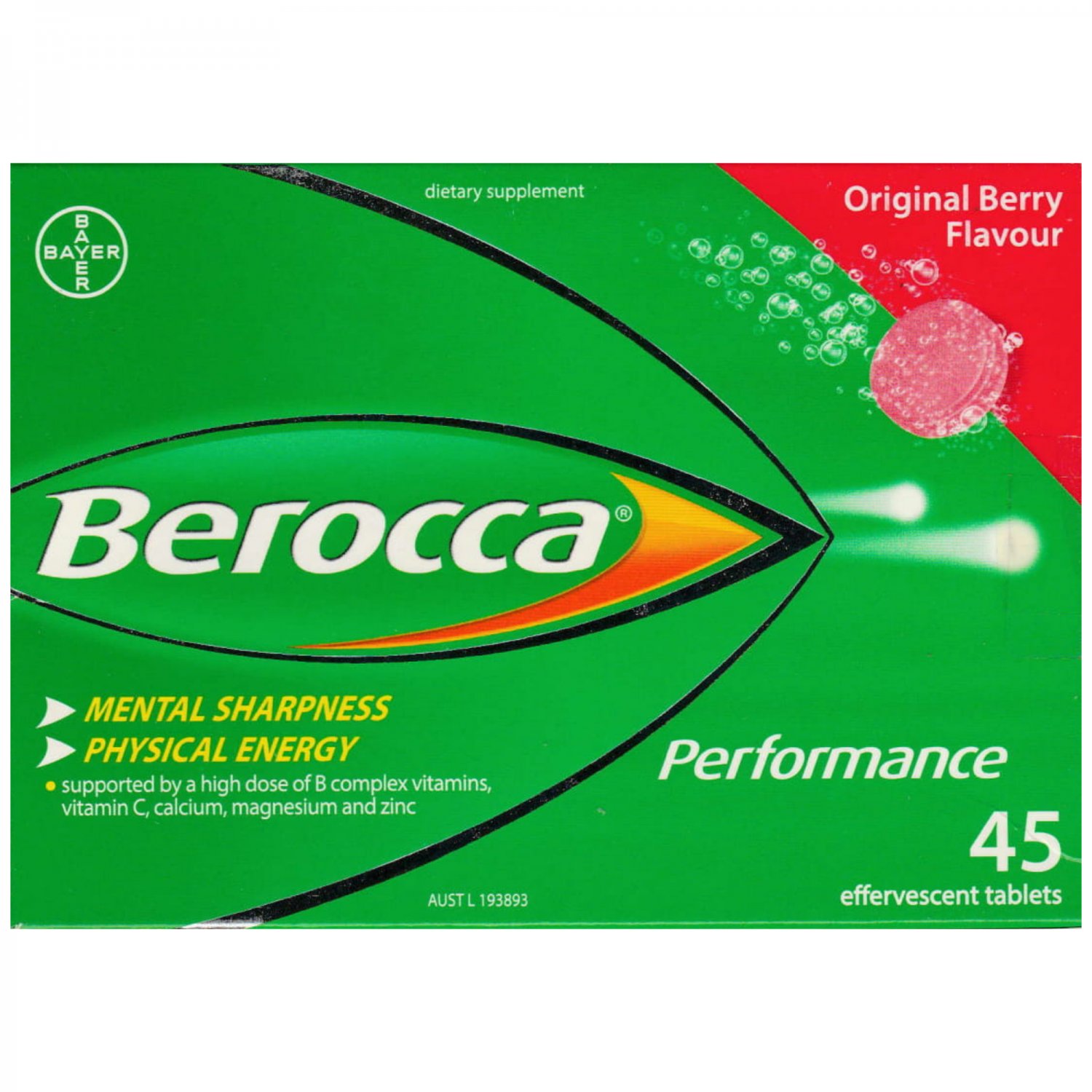 Berocca Performance Effervescent Tablets 45s Original Berry Flavour