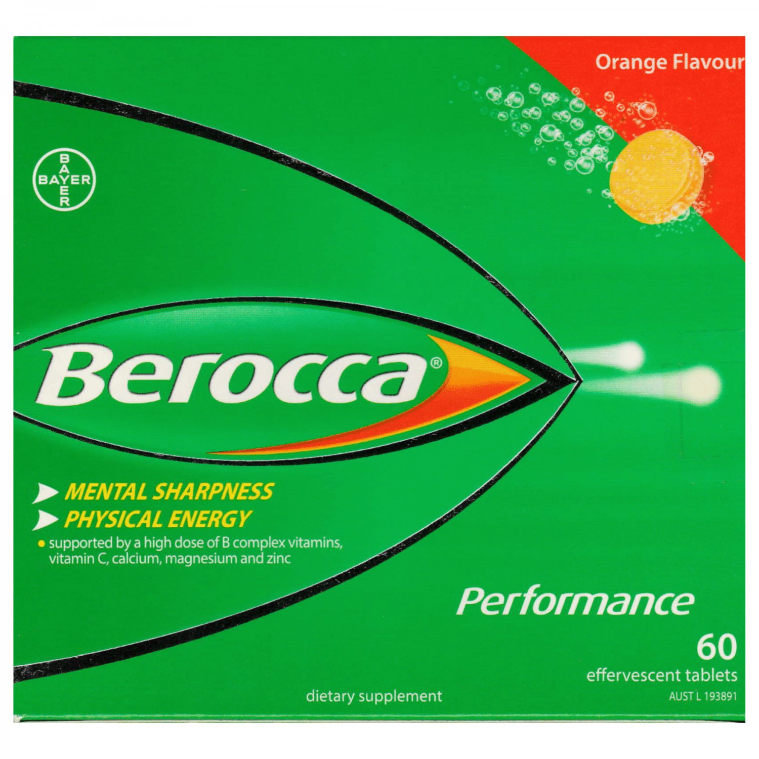 Berocca Performance Effervescent Tablets 60s Orange Flavour