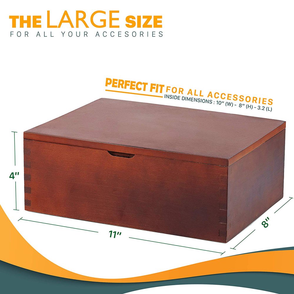 VUTADA Beech Stash Box Large with Rolling Tray - Handmade Decorative ...