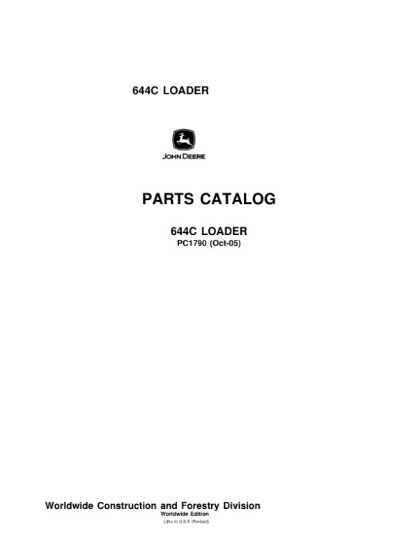 John Deere 644C Loaders Parts Catalog Manual – PC1790