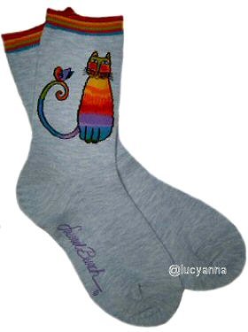 Laurel Burch Gray Kit Kat Socks