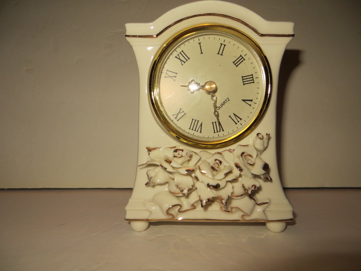 Avon Porcelain Mantle Clock - Romantic Flowers