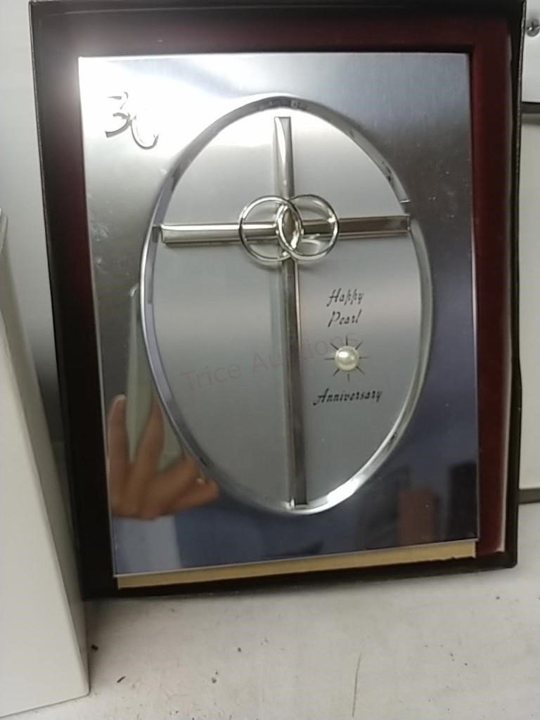 Happy Pearl Anniversary Cross 30 Years Framed