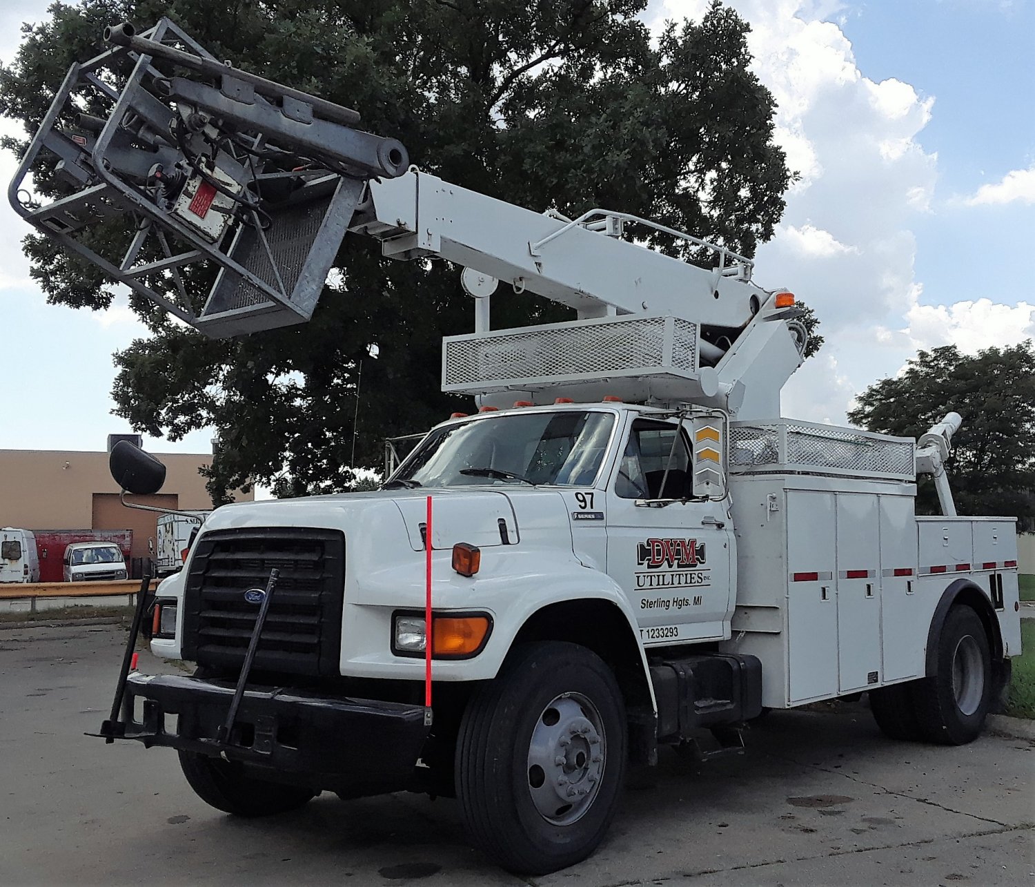 FORD F800 / ALTEC AP45 CABLE PLACER / BUCKET - REEL TRUCK