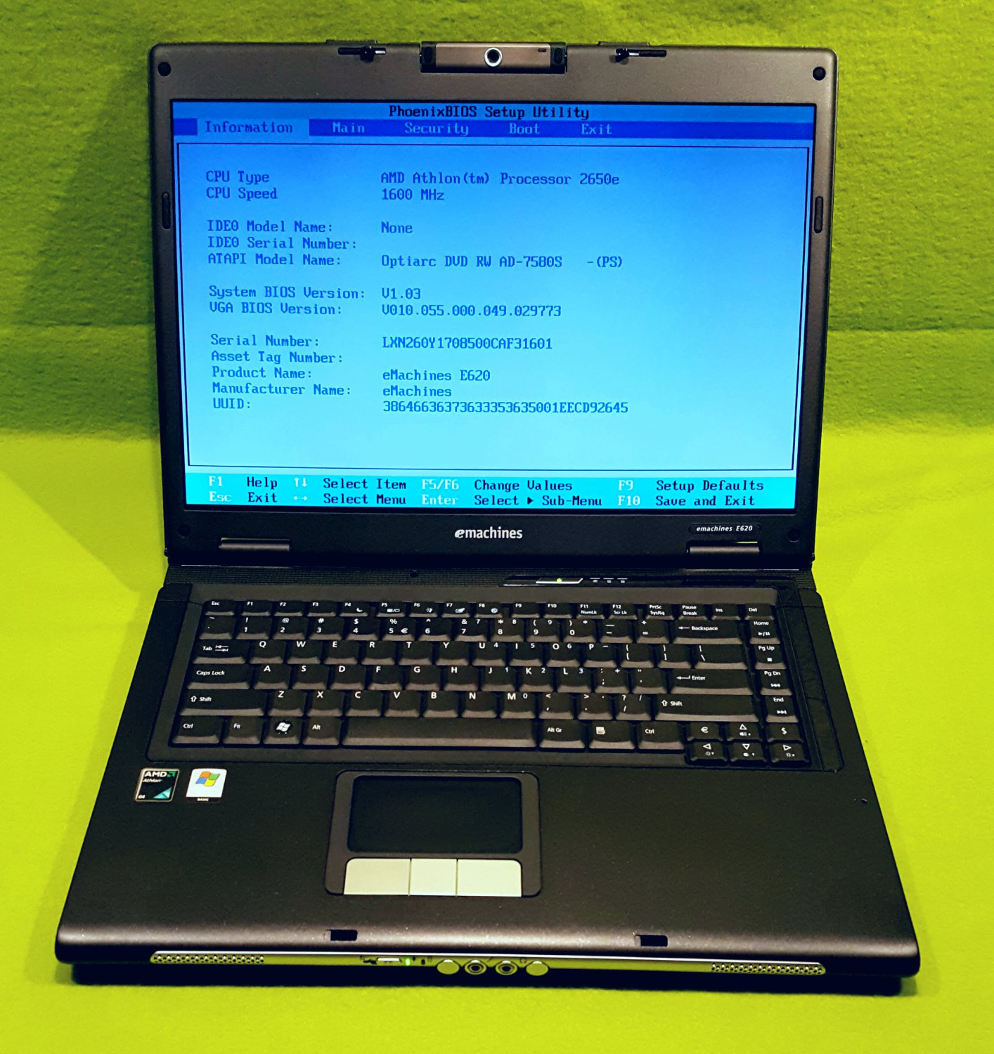 eMachines E620 15.6" Laptop Notebook AMD Athlon 2650e