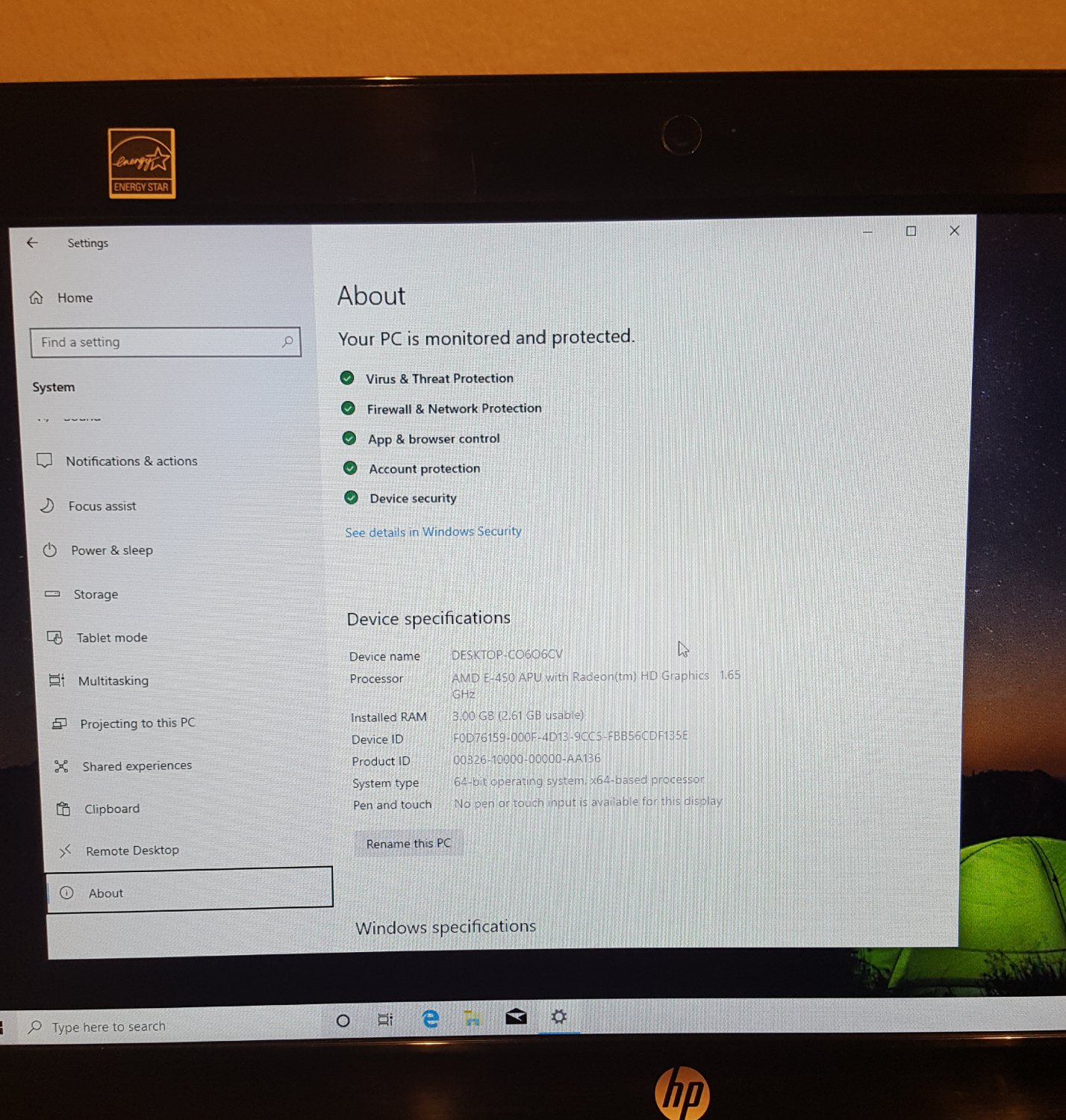 HP Omni 120 AiO 20" All-in-One PC AMD E450 APU 4GB 500GB HDD Win 10
