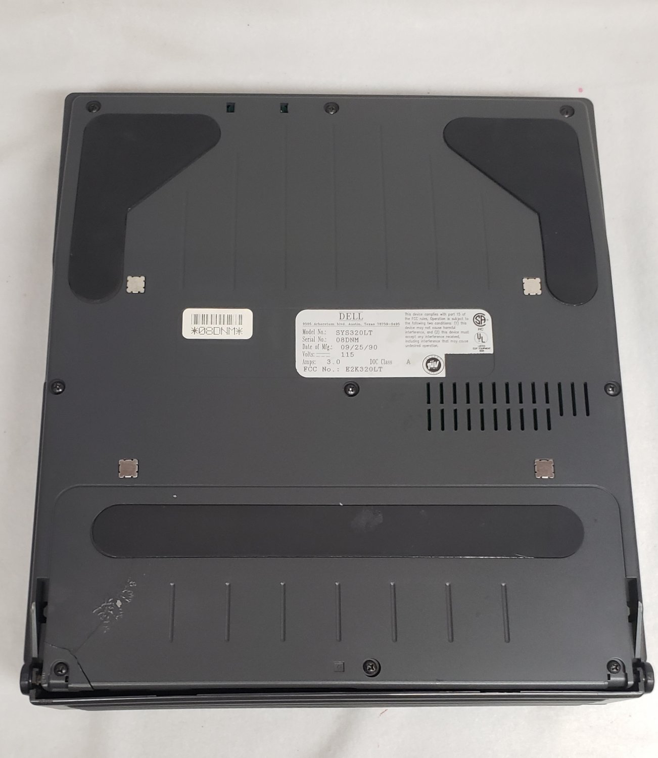 Vintage 1990 Dell 320LT Retro Laptop PC Computer - RARE