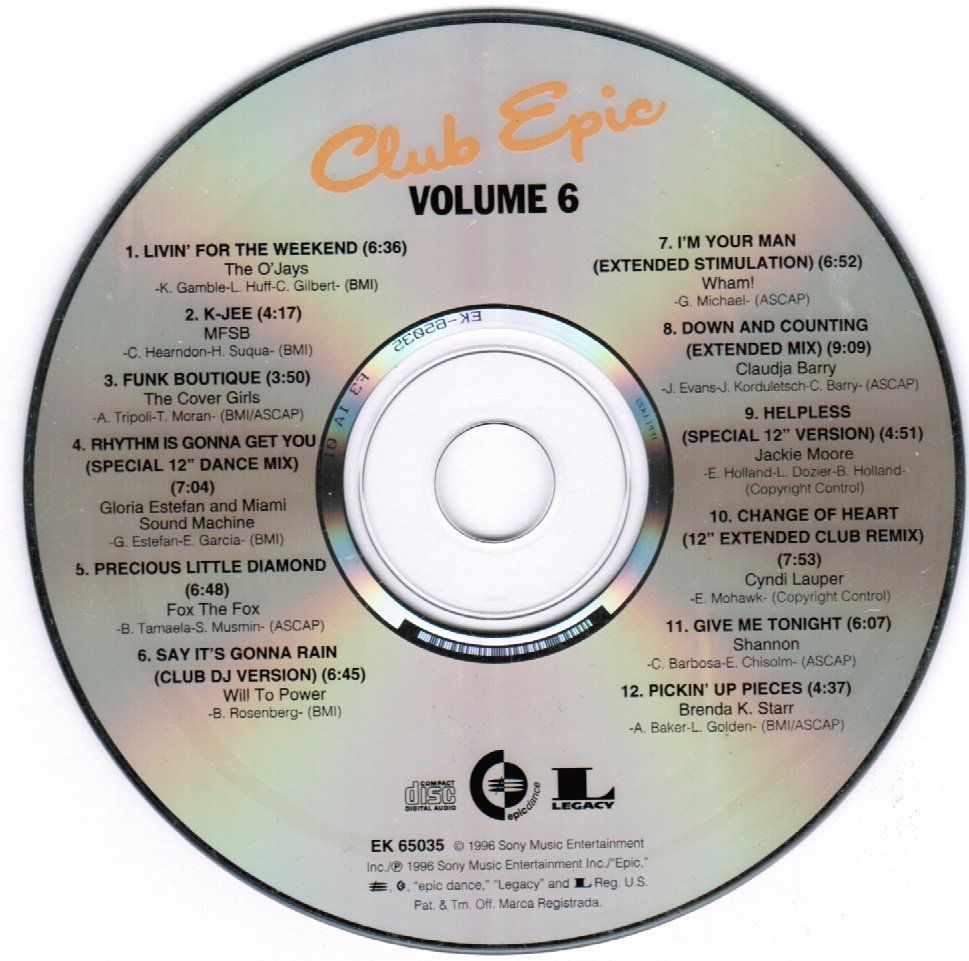 Club Epic Vol. 6 CD 1996 Collection of Club Dance Mixes