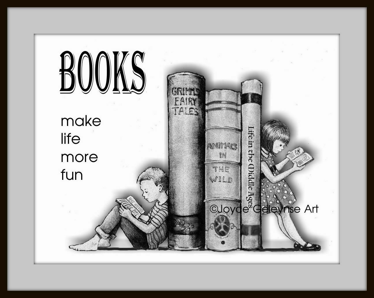Art Print, KIDS READING, Books Make Life More Fun, Literacy, Freehand ...