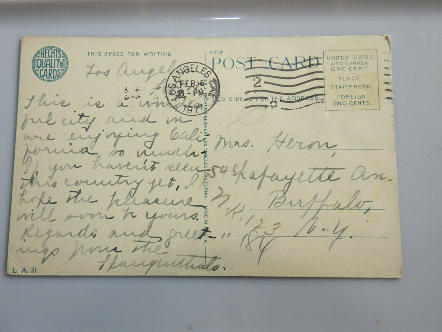 Group of Fine Residences Los Angeles CA Divided Back Postcard Posted 1917