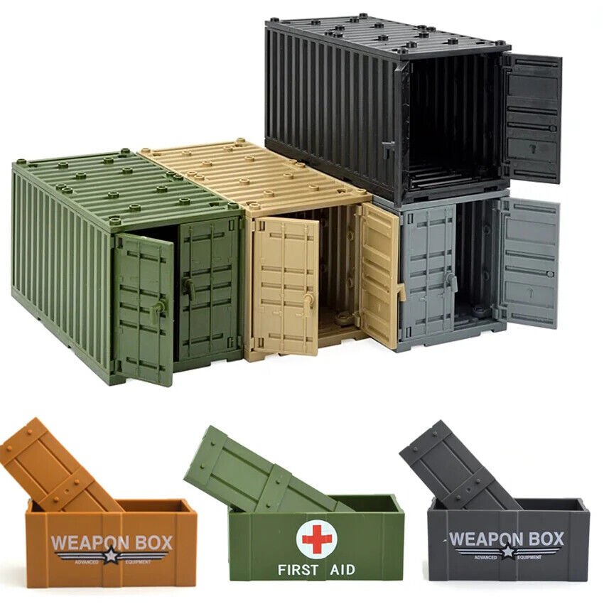 Container Weapon Box Army Police Military Building Blocks Compatible ...