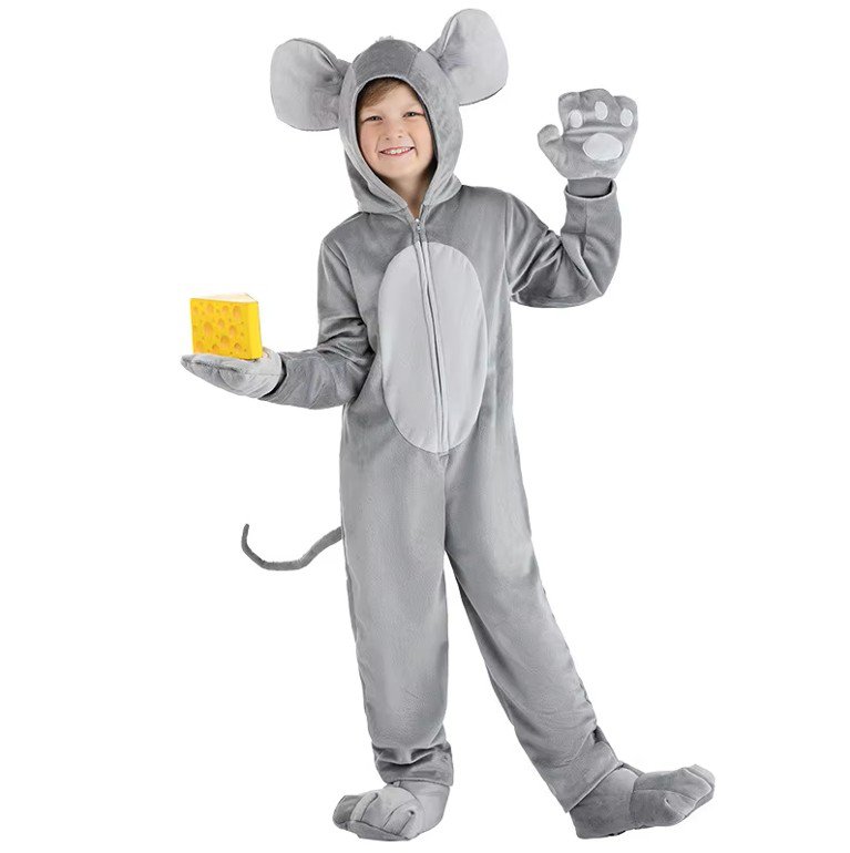 Child Deluxe Mouse Cosplay Cute Grey Costume Kids Animal Partie Halloween