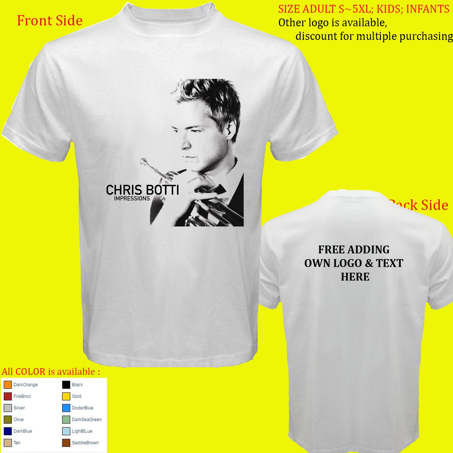 4 Chris Botti & Mark Knopfler Concert Tour Album T-shirt Size Adult S M ...