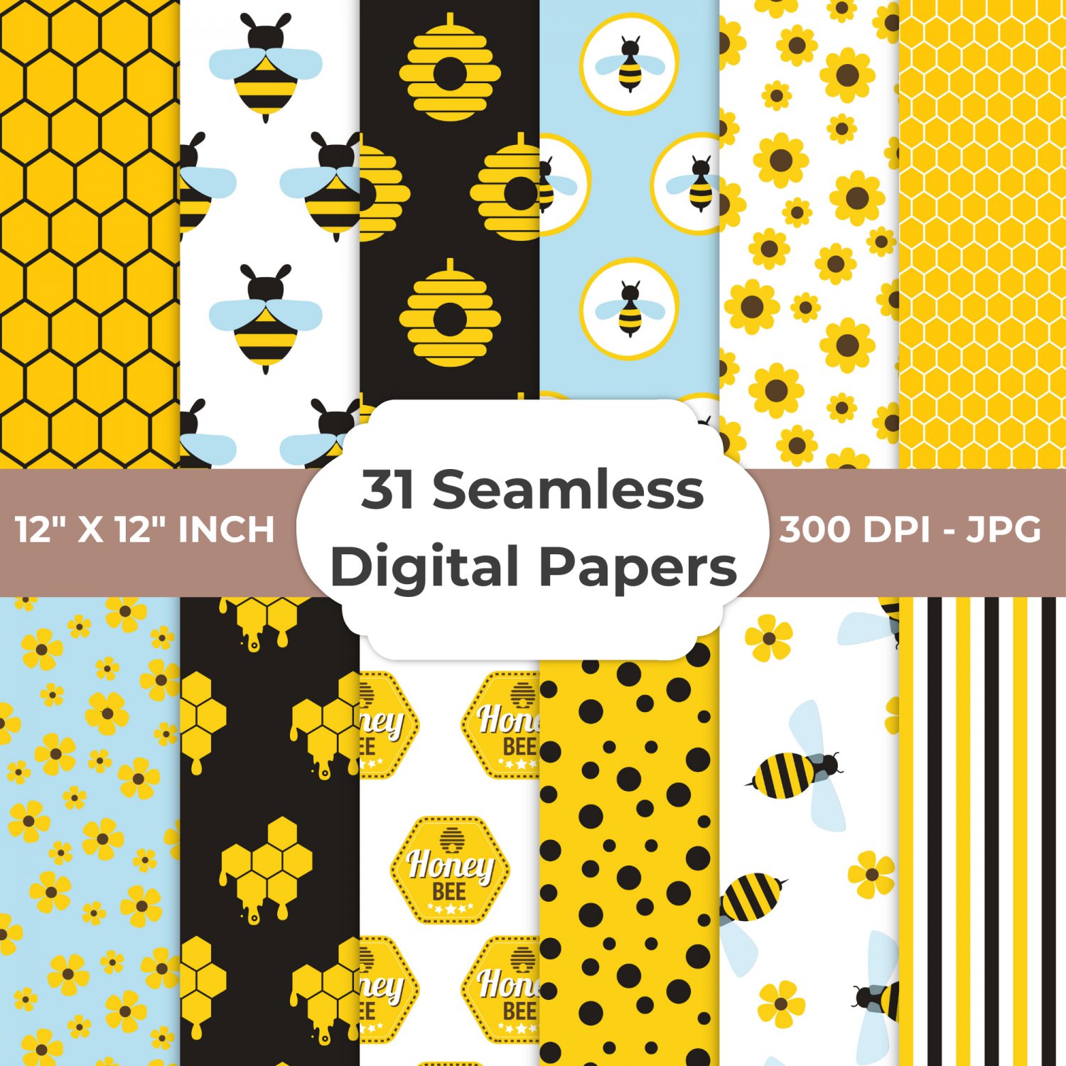 Honey Bee Digital Paper Digital Paper Pack