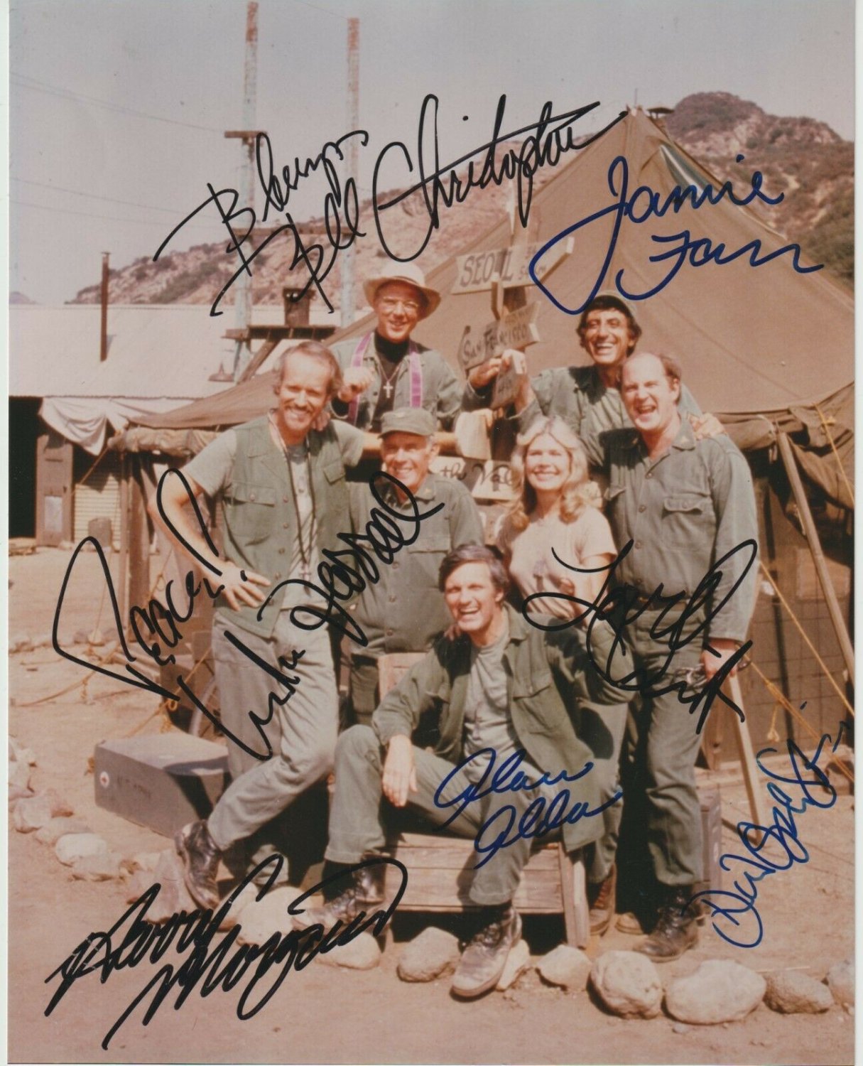M*A*S*H cast signed autographed 8x12 photo Alan Alda Jamie Farr Mash ...