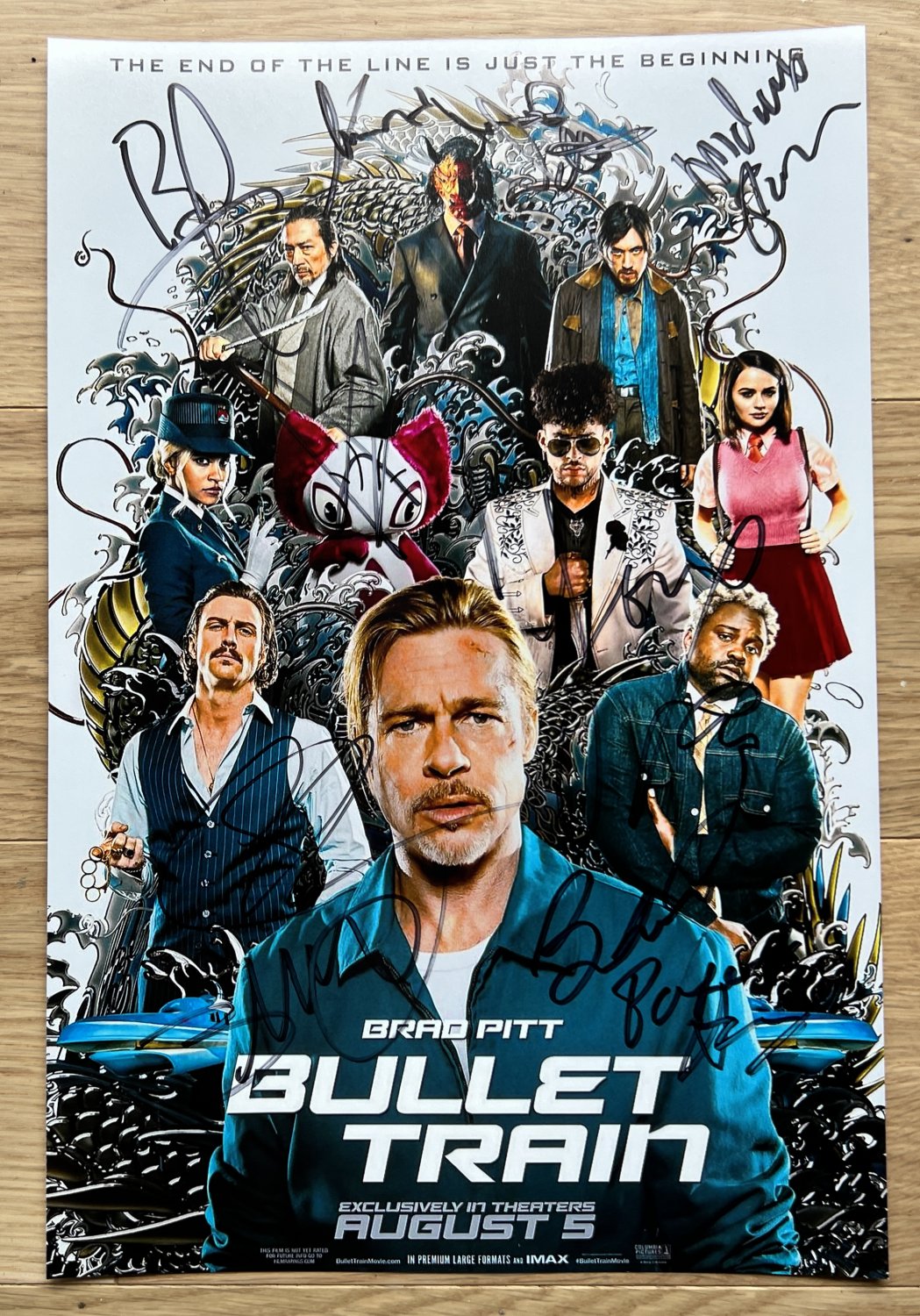 Bullet Train cast signed autographed 8x12 photo Brad Pitt Joey King ...