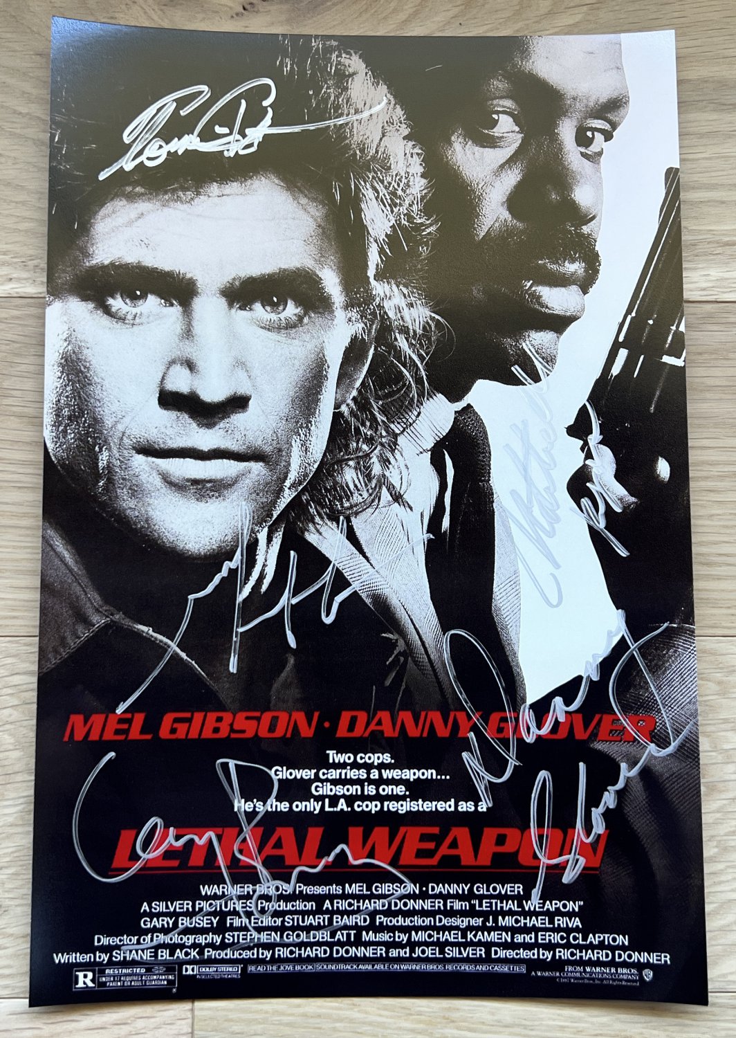 Lethal Weapon cast signed autographed 8x12 photo Mel Gibson Danny Glover
