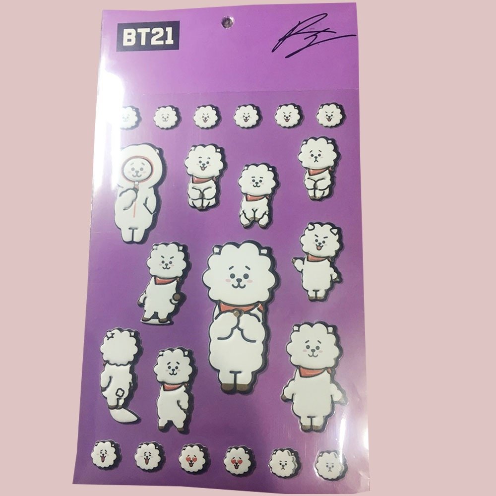 BTS Bangtan Boys BT21 RJ 3D Bubble Stickers Set Scrapbooking Stationery ...