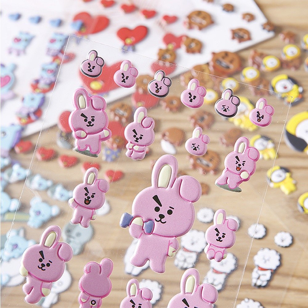 BTS Bangtan Boys BT21 RJ 3D Bubble Stickers Set Scrapbooking Stationery ...