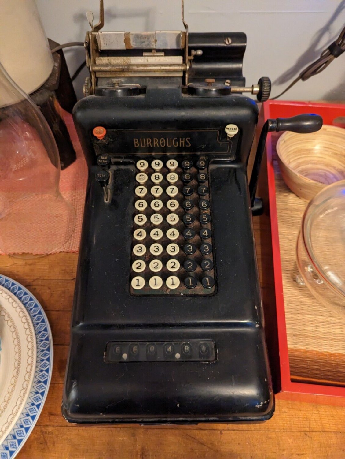 Vintage 1920s Burroughs mechanical used adding machine Class-3 Works.