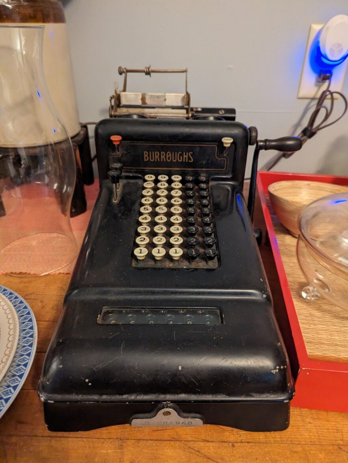 Vintage 1920s Burroughs mechanical used adding machine Class-3 Works.
